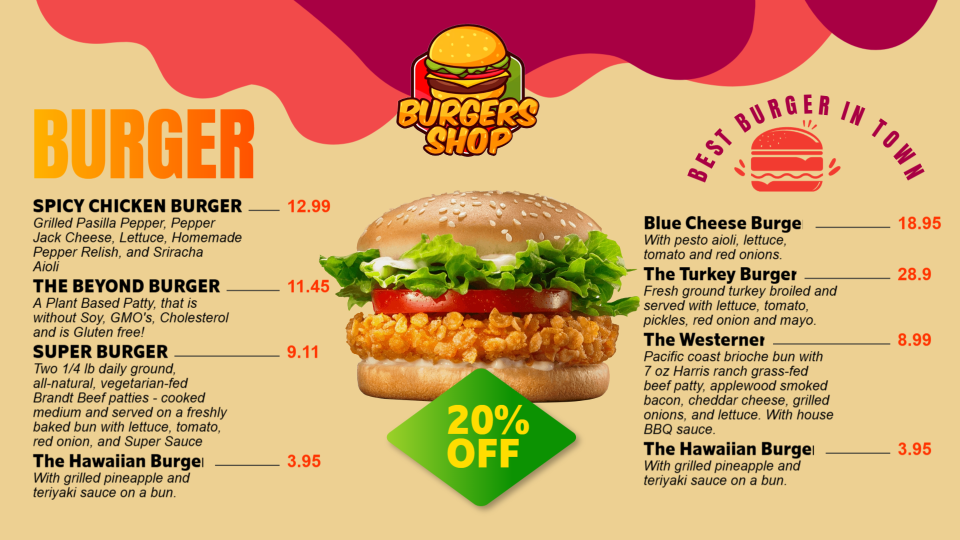 Custom Digital Menu Boards for Restaurant, Cafe, QSR & Fast Food