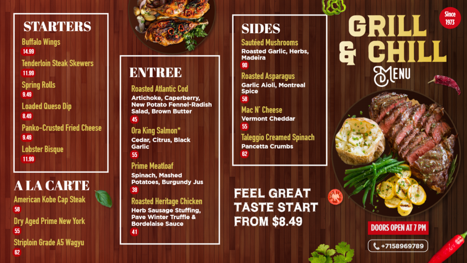 Custom Digital Menu Boards for Restaurant, Cafe, QSR & Fast Food